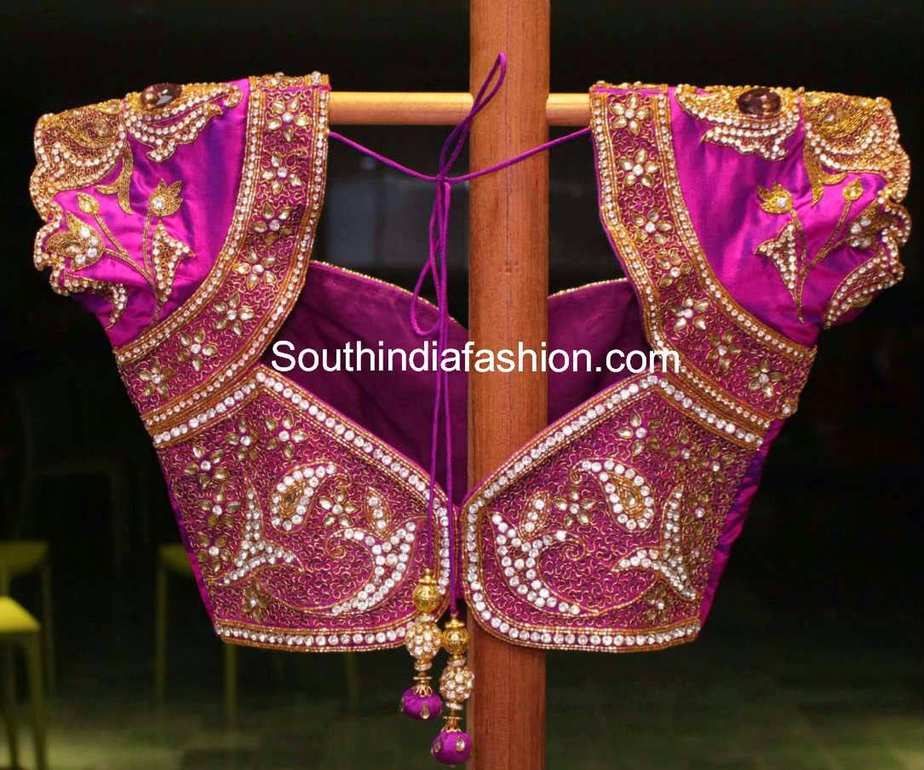 Kundan Work Bridal Saree Blouse – South India Fashion