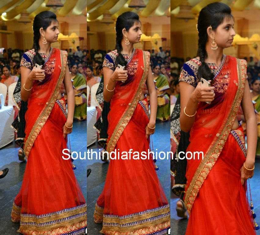 Beautiful Red Half Saree – South India Fashion