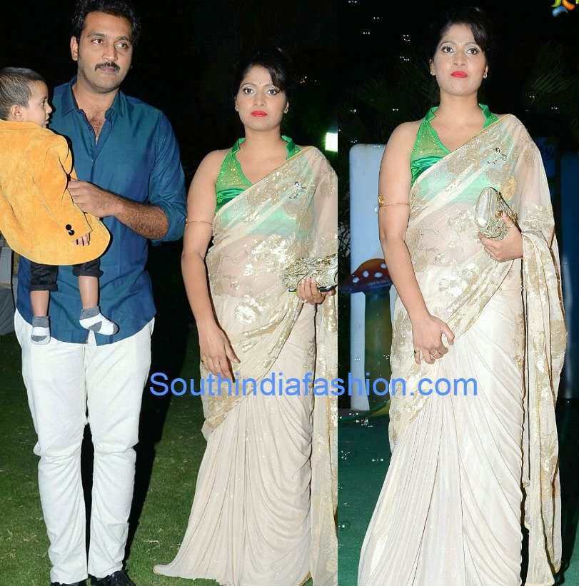 Ajay Wife in White Saree – South India Fashion