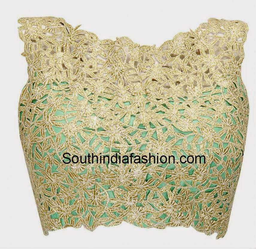 Cut Work Boat Neck Blouse Designs – South India Fashion