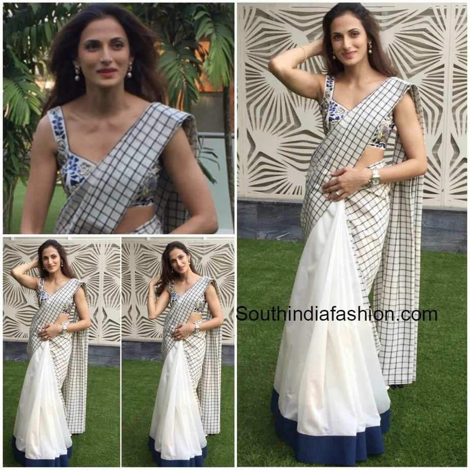 Shilpa Reddy in Half and Half Saree – South India Fashion