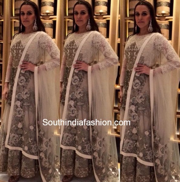 Neha Dhupia in a Varun Bahl anarkali – South India Fashion