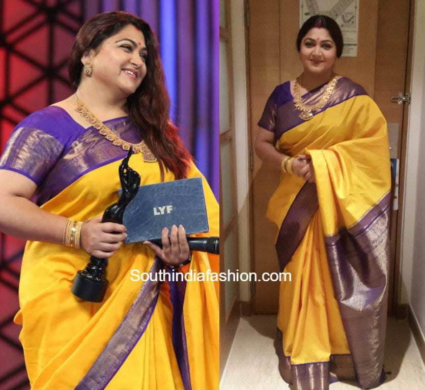 Khushbu Sundar in a traditional saree – South India Fashion