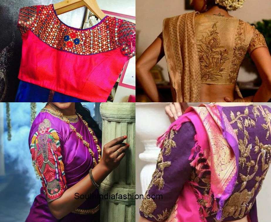 High Neck Blouse Designs for Silk Sarees