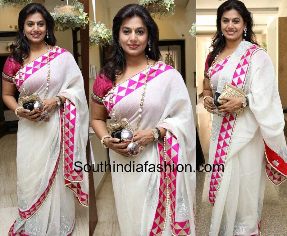 Pinky Reddy in a white saree – South India Fashion