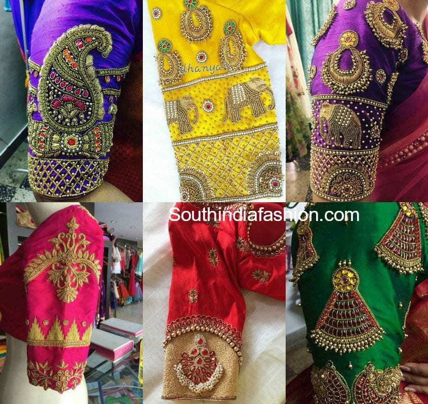 Embellished Blouse Sleeve Designs for Silk Sarees – South India Fashion