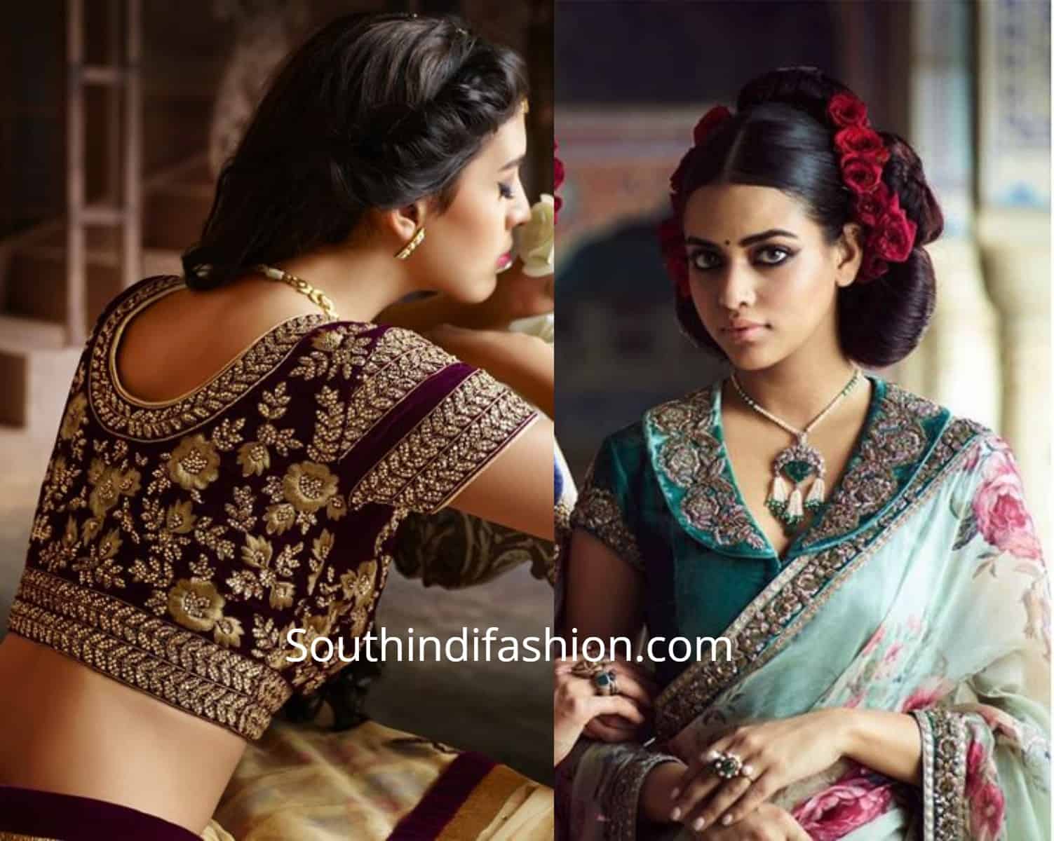 Add A Royal Touch To Your Sarees With Velvet Blouses!