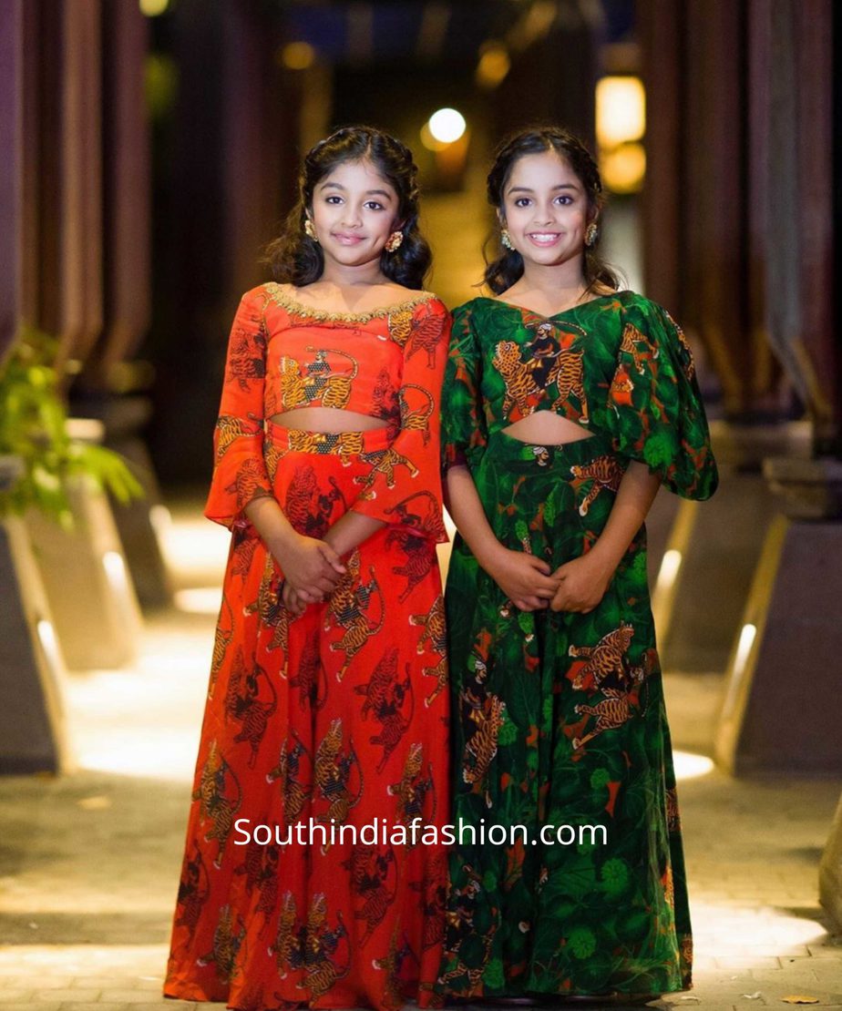 Viranica and her twin daughter's in Masaba outfits at a Mehndi Function