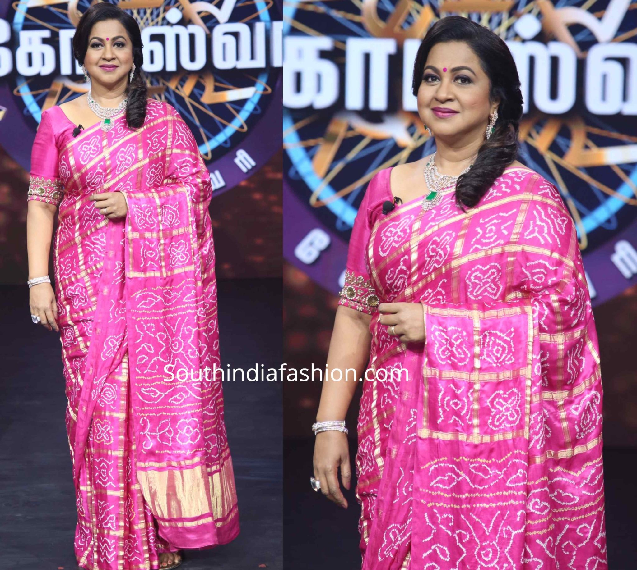 Radhika Sarathkumar in a bandhani saree – South India Fashion