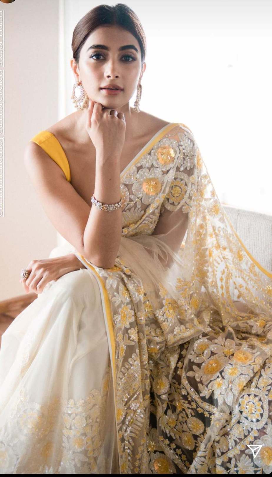 Pooja Hegde Is All Things Pretty In A White Organza Saree