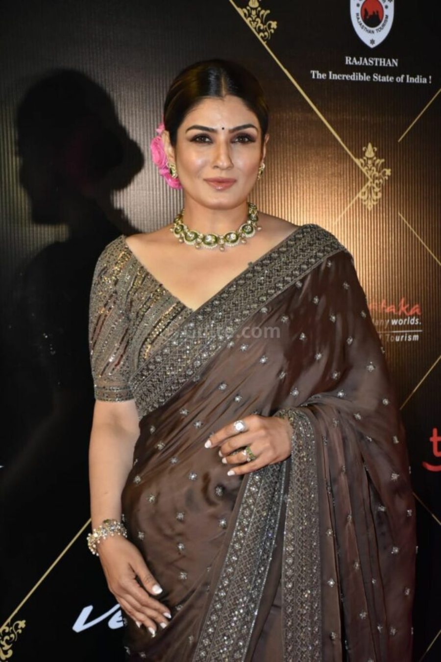 Raveena Tandon graces Dada Saheb Phalke Awards'22 in a brown saree!