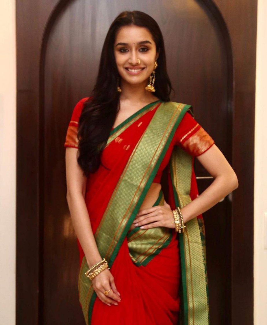Shraddha Kapoor celebrates Ganesh Chaturthi in a red silk saree!