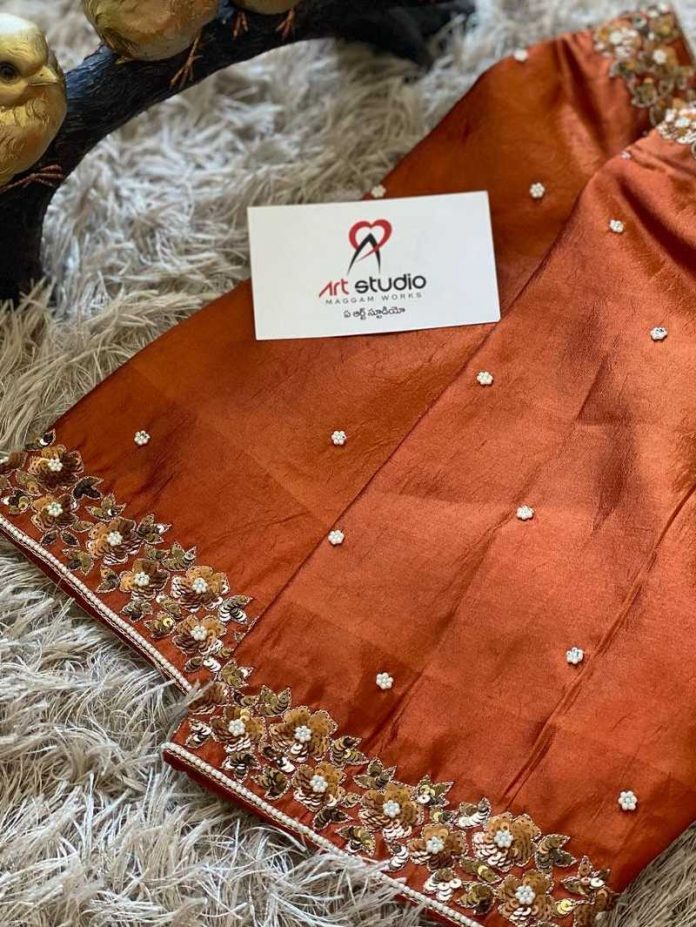 22 Splendid stone work blouse sleeve designs for silk sarees!