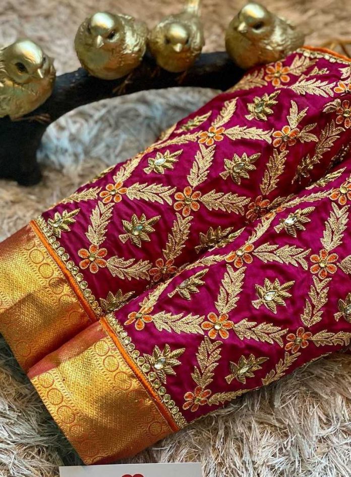 22 Splendid stone work blouse sleeve designs for silk sarees!