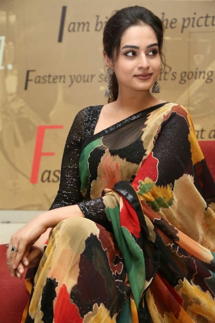 Ayesha Khan's vibrant look in a multi coloured saree for "Mukhachitram ...