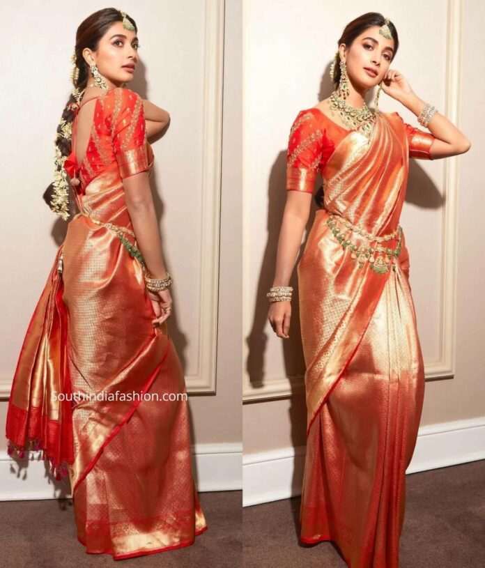 Pooja Hegde in a kanjeevaram saree at her brother's wedding! – South ...