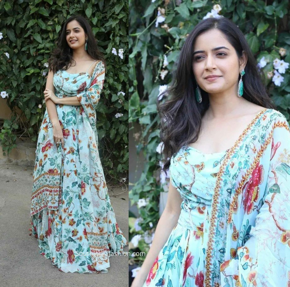 Ashika Rangnath in a printed anarkali suit – South India Fashion