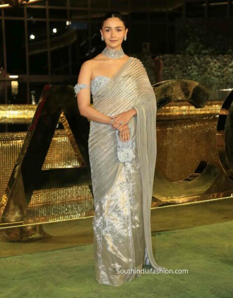 Catching Everyone's Eye: Alia Bhatt's Silver Saree by Vaishali at NMACC