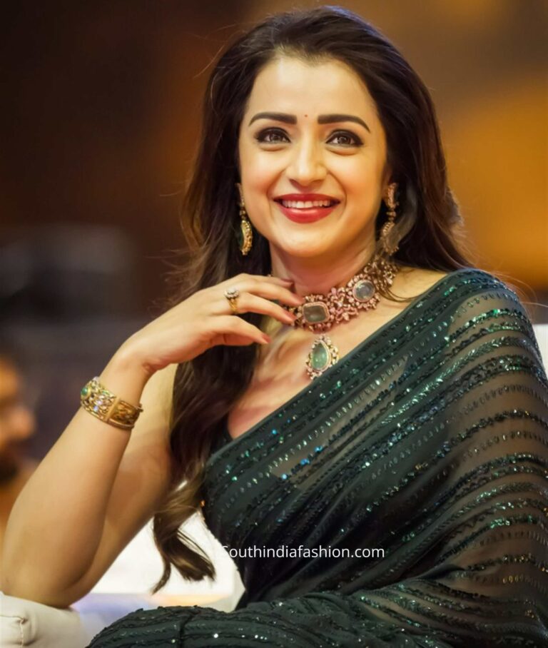 Trisha Krishnan Shines in a Black Sequin Saree at PS 2 Pre Release ...