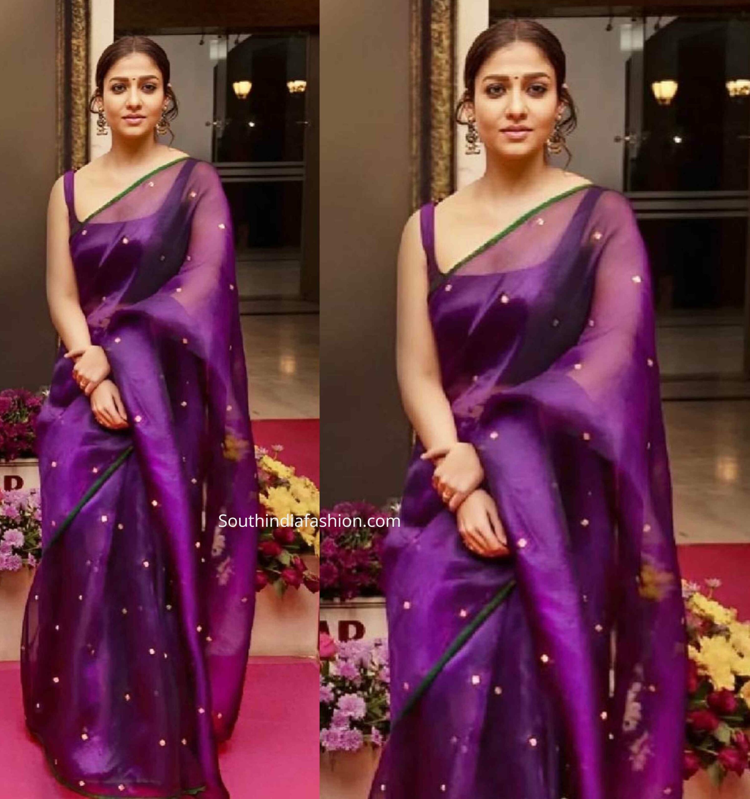 Nayanthara's Enchanting Elegance: A Regal Affair in a Purple Organza ...