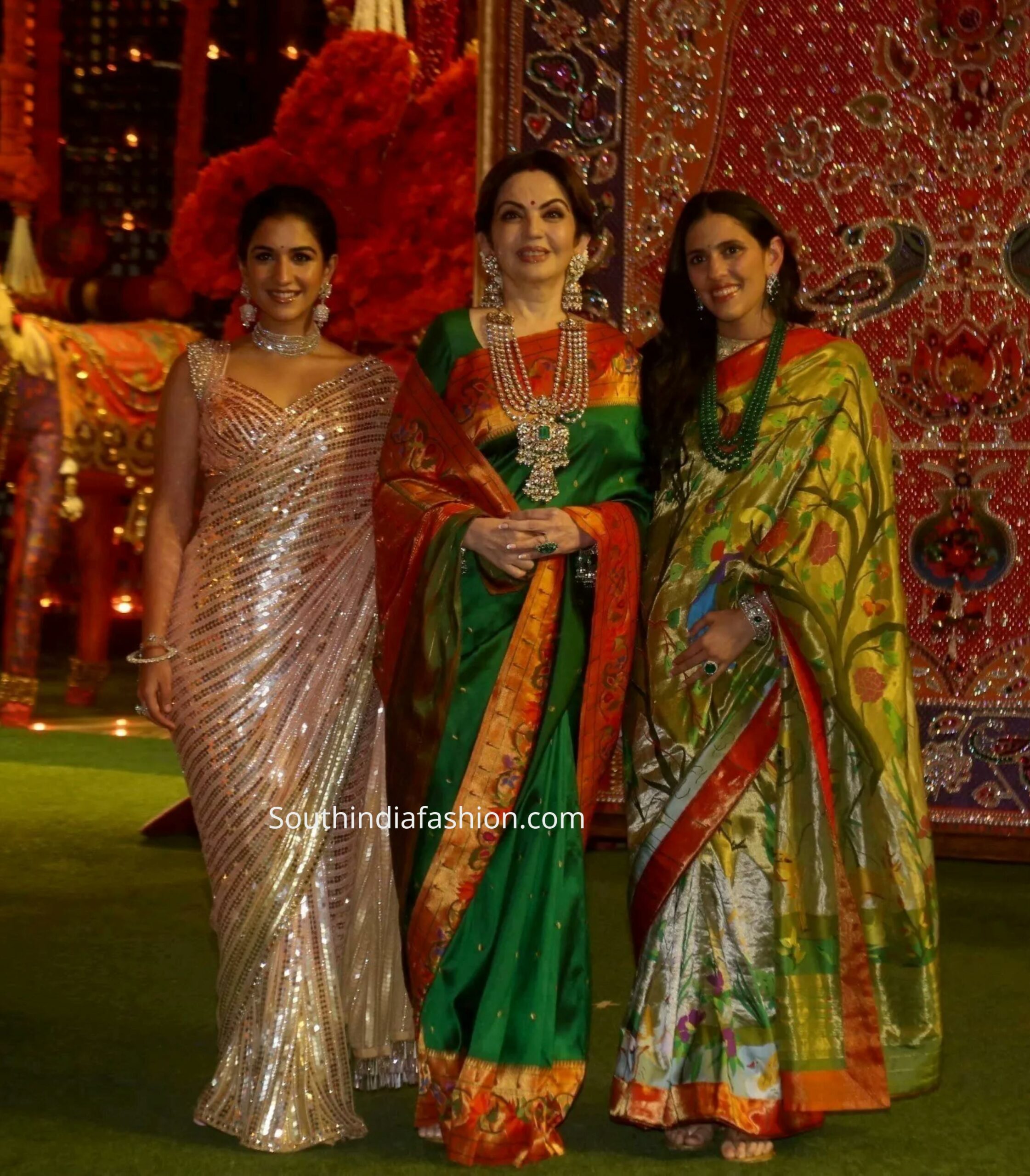 Nita Ambani, Shloka Ambani And Radhika Merchant in Elegant Sarees ...
