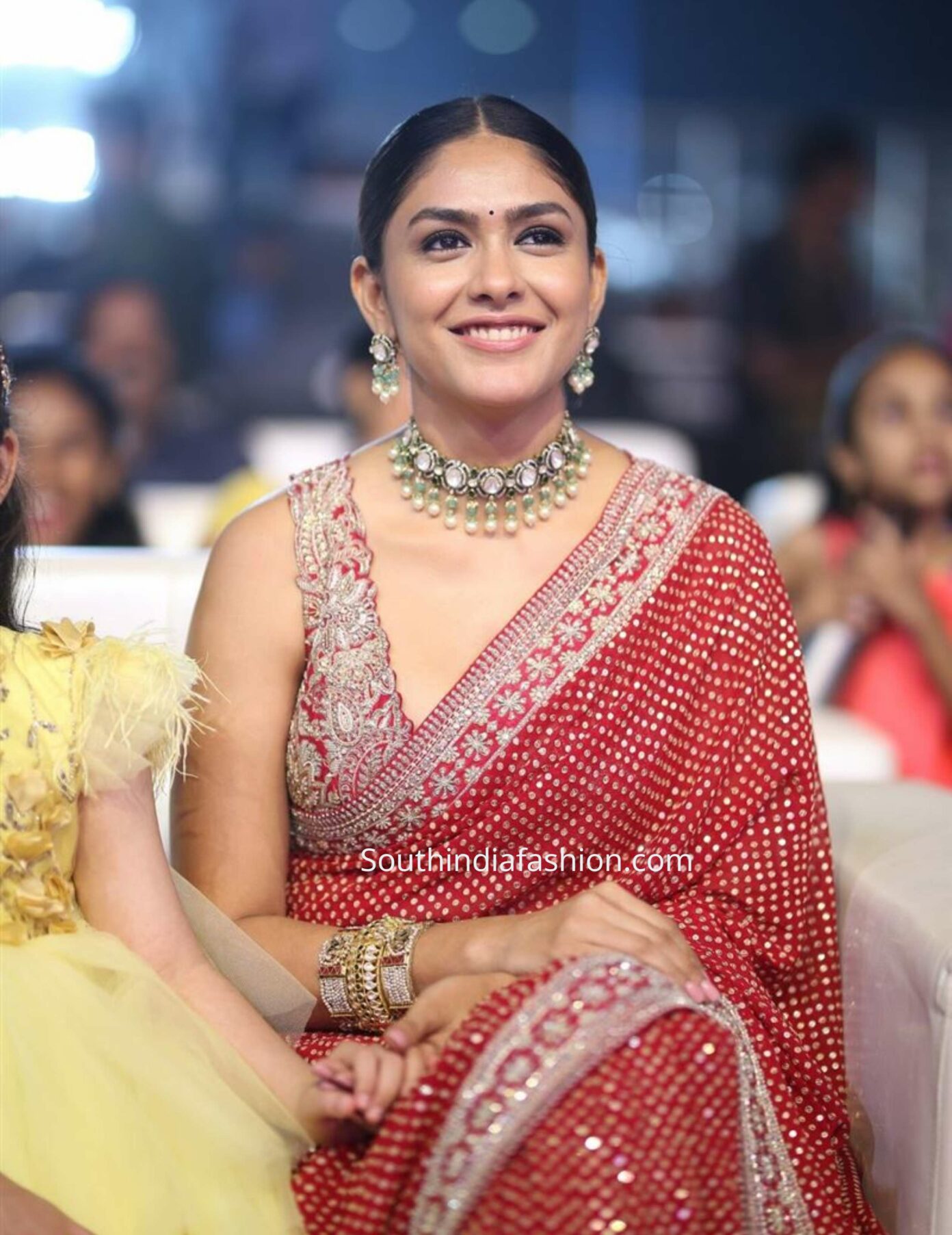 Regal Radiance: Mrunal Thakur's Allure in Red at Hi Nanna Pre-Release ...
