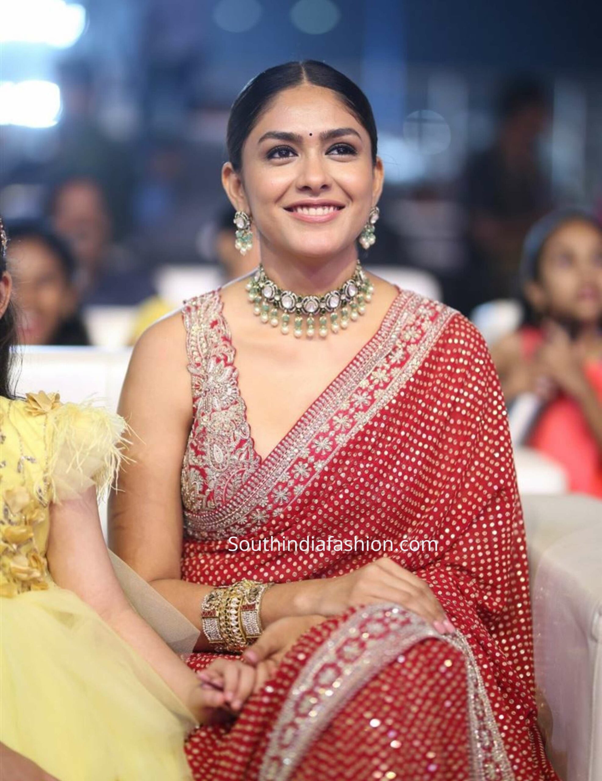 Regal Radiance: Mrunal Thakur's Allure in Red at Hi Nanna Pre-Release ...