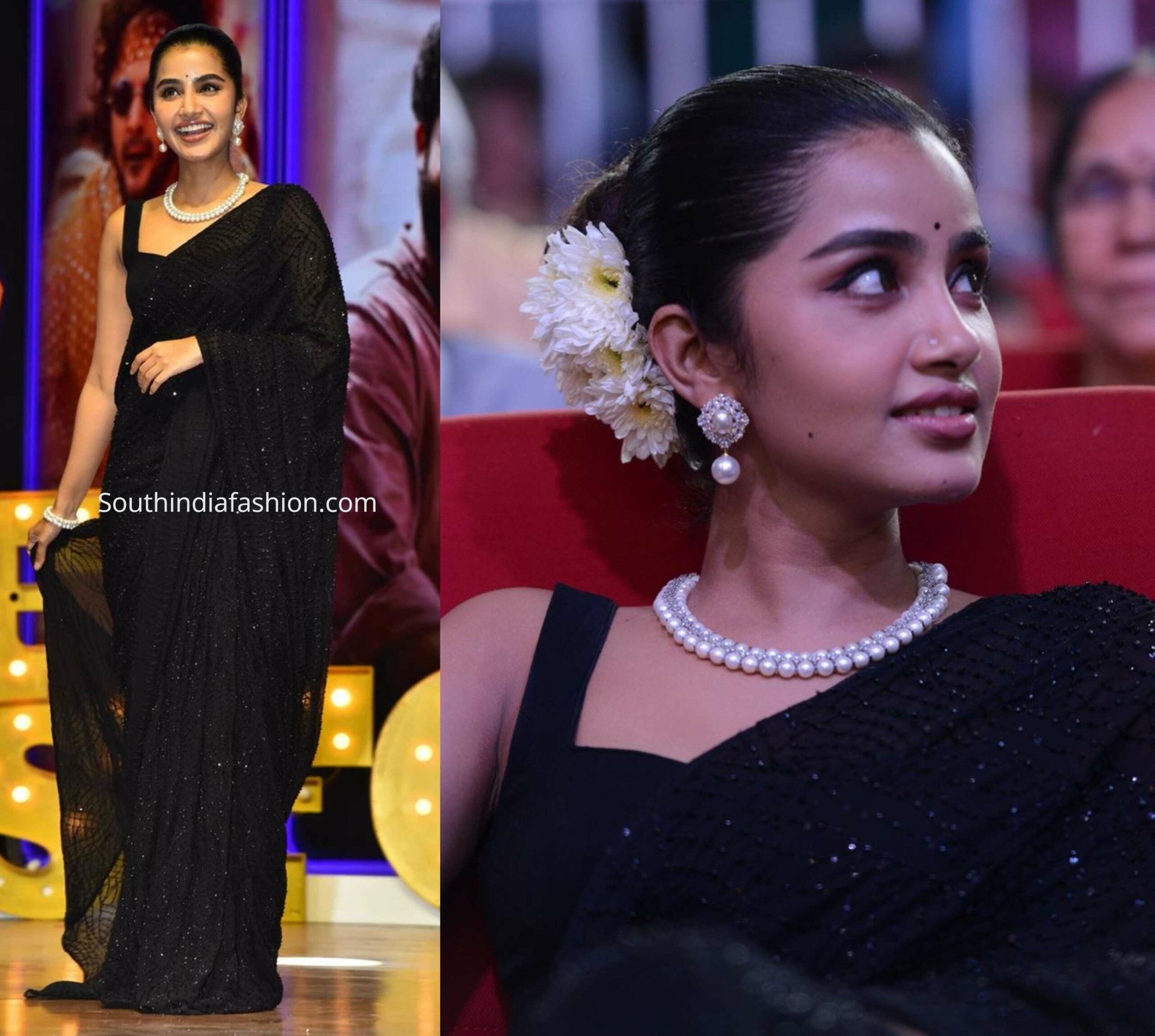 Anupama Parameswaran in a black saree – South India Fashion